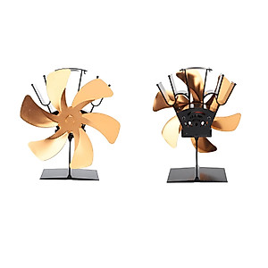 Generic Wood Stove Fan, Heat Activated Vertical, Gold, Heat-Powered Fan, No Harmful Emissions