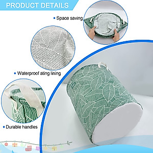 Mziart Large Foldable Laundry Basket Organizer, Collapsible Laundry Hamper Fabric Clothes Toy Storage Basket Nursery Hamper Storage Bin for Household Bedroom, Bathroom, College Dorm (Big White Leaf)
