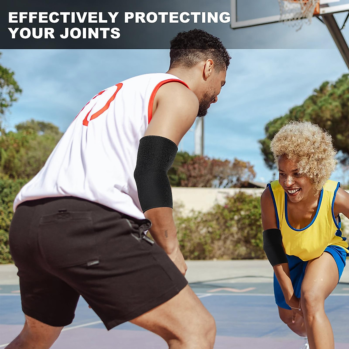 JUSDIQIR Elbow Compression Sleeves, Elbow Brace for Men Women, Tennis Golfer's Elbow Support, Arm Support Sleeves For Sports Protection And Pain Relief (Black)