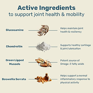 Canine Keeps Glucosamine for Dogs - Dog Hip and Joint Supplement - Glucosamine, Chondroitin, MSM, Green Lipped Mussel & Collagen for Joint Pain & Inflammation - Dog Joint Support Treats - 90 Ct.