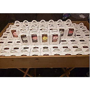 50 Pcs Single White Cupcakes Containers Gift Boxes with Window Inserts Handle for Wedding Candy Boxes