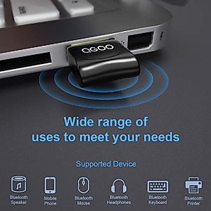 USB Bluetooth Dongle, QGOO Bluetooth 4.0 Adapter Bluetooth Receiver for PC Laptop Desktop Keyboard Mouse Headset Speaker Smartphone Tablet Compatible with Windows 11/10/8.1/8/7/XP/Vista/XP