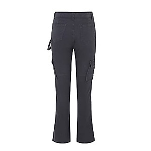 HCNTES Cargo Pants Women High Waisted Wide Leg Y2k Straight Pant for Women with Pockets Casual Parachute Plus Size Trousers Grey