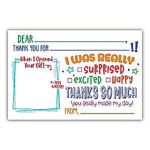 m&h invites 50 Kids Thank You Fill In The Blank Cards - Thank You Postcards For Boys or Girls