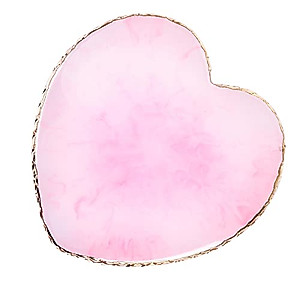 Resin Nail Art Palette Nail Mixing Palette Polish Color Mixing Plate Golden Edge Nail Holder Display Board Heart Shape Cosmetic Mixing Tools (Pink)