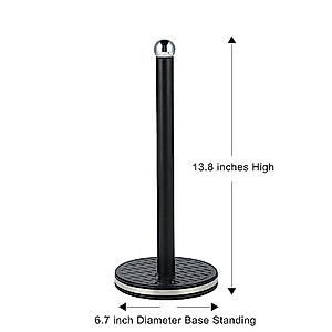 Dxlac 2 Pack Standing Paper Towel Holder, Black Kitchen Countertop Stand for Standard and Large Size Rolls - Ideal for Bathroom and Kitchen Organization and Storage
