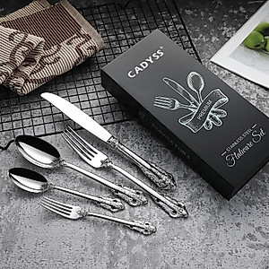 CADYSS Luxurious 20 Piece Silverware Set for 4 - Cutlery Set, Flatware Set - Includes Knife, Fork, and Spoon - High-End 18/10 Stainless Steel - Royal Tableware Set for an Exquisite Dining Experience