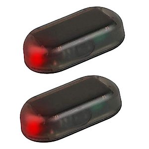 2pcs Red Solar car Alarm led Light, Fake car Alarm Light Flashing Security Simulated Dummy Alarm Warning Anti-Theft with USB Port