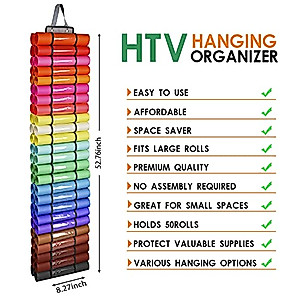 Vinyl Roll Holder, Vinyl Storage Organizer Wall Mount/Over The Door, Vinyl roll Storage, Craft Vinyl Storage Organizer Idea with 50 Compartments