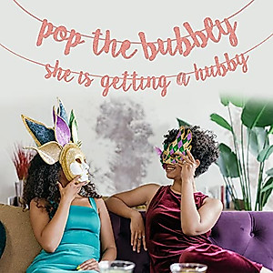 Rose Gold Bachelorette Party Banner, Bride To Be Bridal Shower Decorations Engagement Party Decor Pop The Bubbly Party Decorations Bachelorette Banner for wedding Engagement