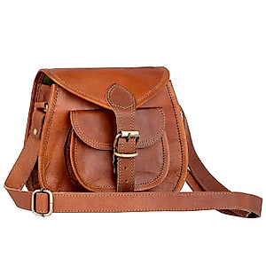 Women Crossbody Full Grain Leather Purse Handags Crossover Vintage Handmade Bags with Adjustable Strap