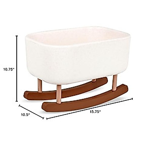 Battat Babi 14-inch Baby Girl Doll & Bassinet – Medium-Light Skin Tone & Gray Eyes – Removable Heart Polka Dot Pajama with Pacifier – Rocking Cradle Pretend-Play–Toys for Kids Ages 3 and Up