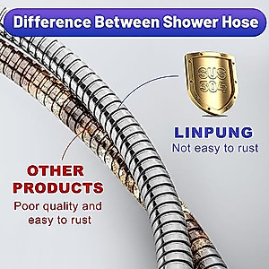 LINPUNG Handheld Shower Head, No Tingling Sensation, 6-Spray Modes, Chrome High Pressure Shower Head with Handheld, 59-inch Shower Hose, Rain Showerhead with Handheld Sprayer, Shower Wand California
