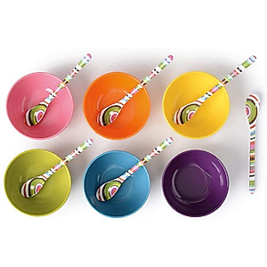 "French Bull Melamine Assorted, Tablespoon, Spoon, Set of 4 for Coffee, Milk Powder, Seed, Spices, Ice Cream, Yogurt, Stirring, Mixing, Sugar, 7"" Dessert, Multi" (72612)