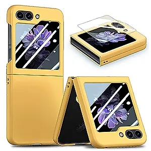 Phone Protective flip case Compatible with Samsung Galaxy Z Flip 5 Case with Built in Front Screen Protector,Ultra Slim Case Matte PC Shockproof Protection Anti-Scratch Phone Case Galaxy Z Flip 5 Pro
