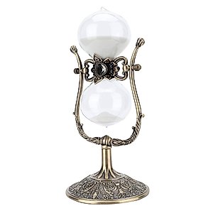 Hourglass Timer European Style Pattern 30 Minutes Rotating Sand Clock Timer Desk Decoration (Bronze)