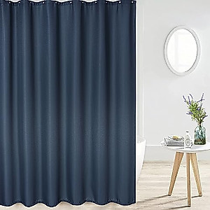 GAOMON Waffle Shower Curtain Waterproof Fabric Heavy Duty Shower Curtain for Bathroom 84 Inch Waffle Weave Shower Curtain Hotel Spa Luxury Navy Blue, 72''Wx84''L
