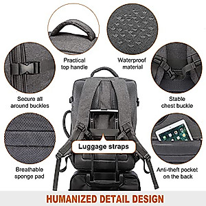 LOVEVOOK Carry on Backpack, 45L Large Travel Backpack for Women Men Airline Approved, Expandable Large Suitcase Backpacks With 4 Packing Cubes, Aer Travel Pack 3, Water Resistant Weekender Bag