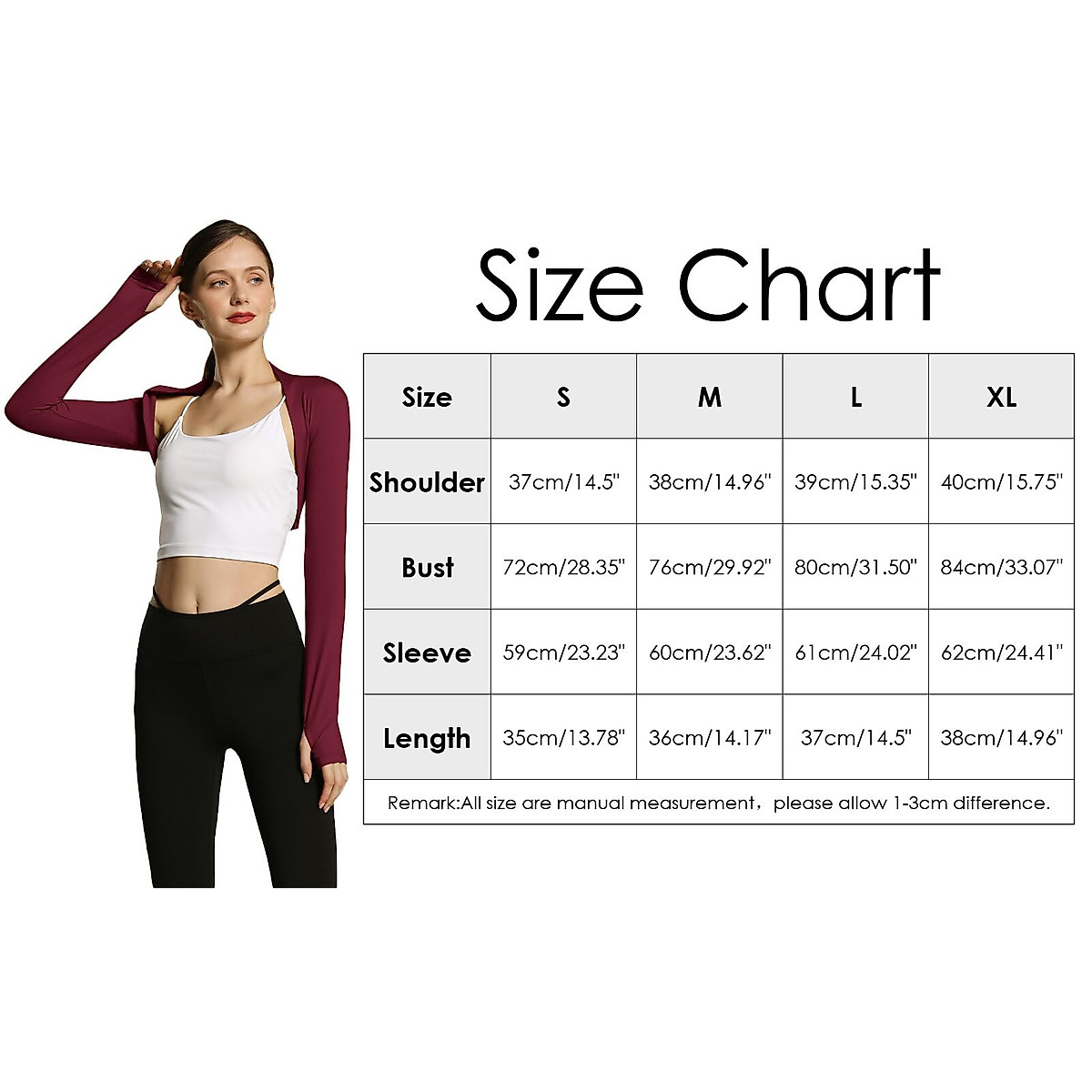 Women Long Sleeve Sports Bolero Shrug Cropped Open Front Cardigan Jacket Athletic Pullover Shrug Sun Protection Bolero Shrug Quick Dry for Pilates Yoga Ballet