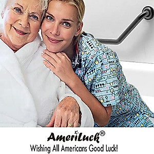 AmeriLuck Decorative Angled Grab Bar for Stud Mount, ADA Compliant 500lbs Loading Capacity, Stainless Steel (Peened, 16 inches)