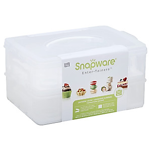 Snapware Snap 'N Stack Portable Storage Carrier with Lid for Desserts, BPA-Free Cupcake Containers, Cake Carrier with Stackable Trays, Microwave, Freezer and Dishwasher Safe