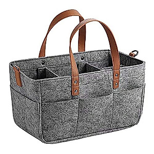 Baby Diaper Caddy Organizer - Baby Shower Basket Portable Nursery Storage Bin Car Storage Basket for Toys (Dark gray)