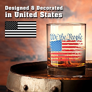 Lucky Shot - We The People American Flag Whiskey Glass | United States Constitution | Patriotic Wine Glasses | Political Republicans Patriotic Glass (11 oz)