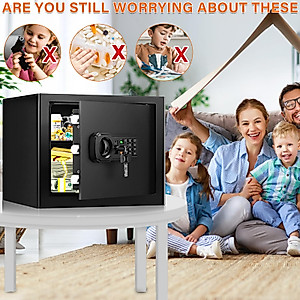 GHJGAGE 2.0 Cubic Large Safe Box Fireproof Waterproof, Anti-Theft Fireproof Safe with Digital Keypad & Mute Function, Security Home Safe for Money Firearm Documents Valuables