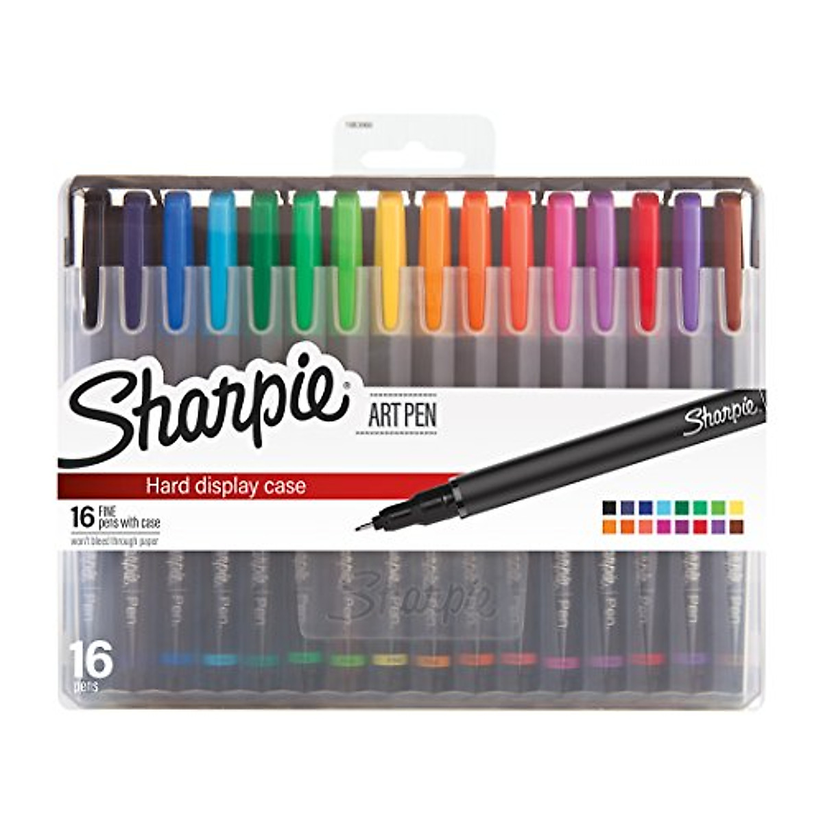 SHARPIE Art Pens, Fine Point, Assorted Colors, Hard Case, 16 Count (1983966)