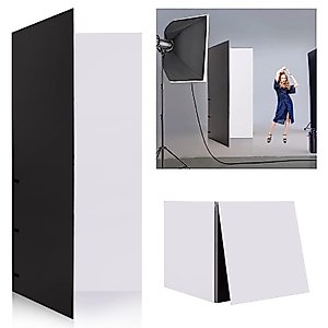 Photography Foldable Reflector Backdrop, 78.7x78.7inch 2 in 1 Background Cardboard, Double Sided Black/White Light Diffuser Board, BEIYANG