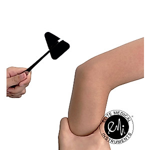 EMI Taylor Tomahawk Percussion Medical Reflex Hammer 7 1/2" with Chrome Plated Handle, Stainless Steel Construction - Precision Reflex Testing Tool for Medical Professionals - Black