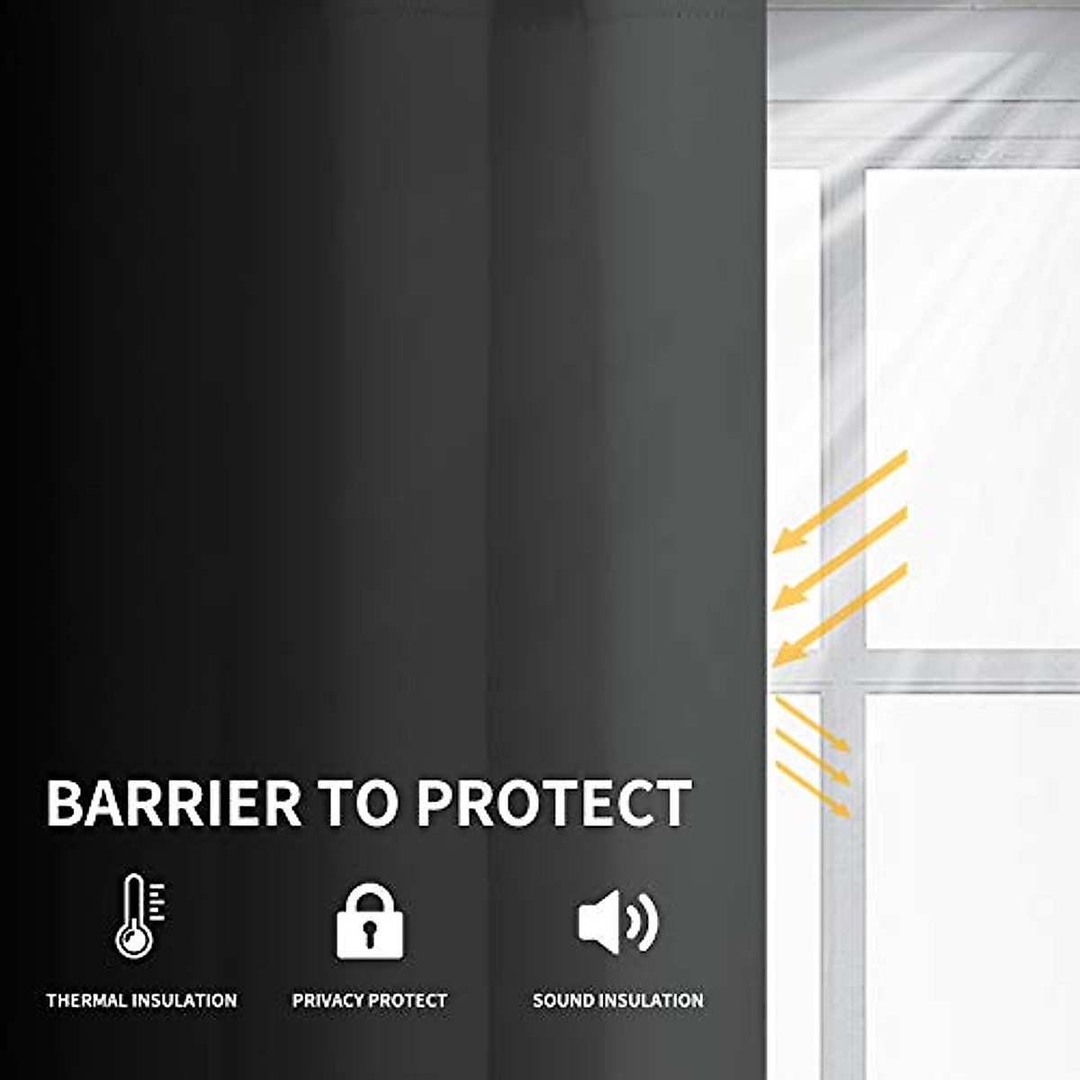 Easy-Going Blackout Curtains for Bedroom, 2 Panels Solid Thermal Insulated Grommet and Noise Reduction Window Drapes, Room Darkening Curtains for Living Room (52x63 in,Gray)