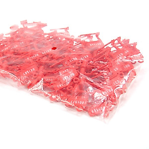 Leadseals(R) Plastic Security Padlock Seals Numbered Tamper Proof Disposable Self-Locking Plastic Medical Tags (Pack of 100 PCS) (Red)