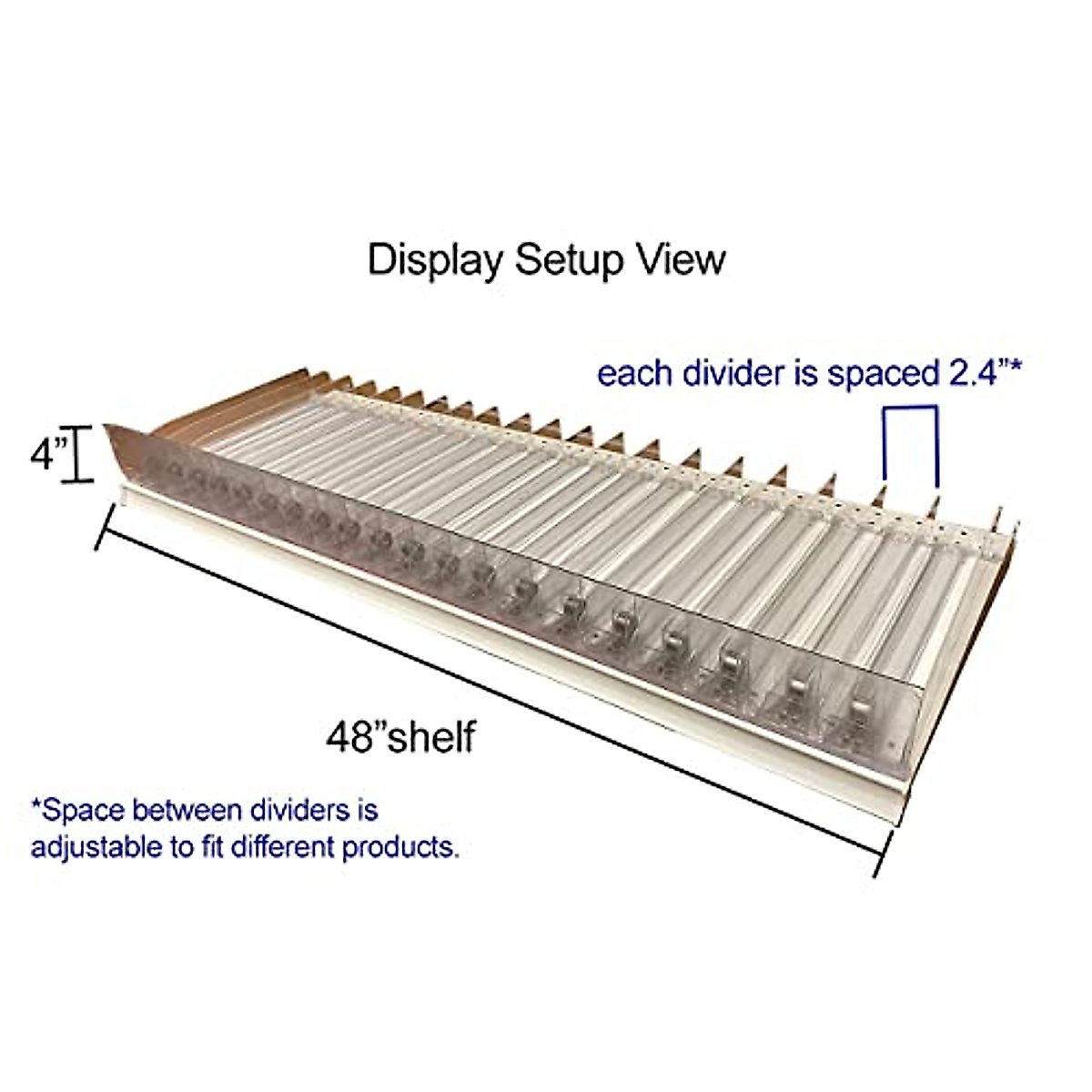 Pack of 20 Shelf Pusher Spring Loaded Organizer, Product Display Tray, 6 Different Tensions, Retail Shelving Pusher, Glider Self Pushing Bar, Convenience Store Display Clear Medium Duty 7N