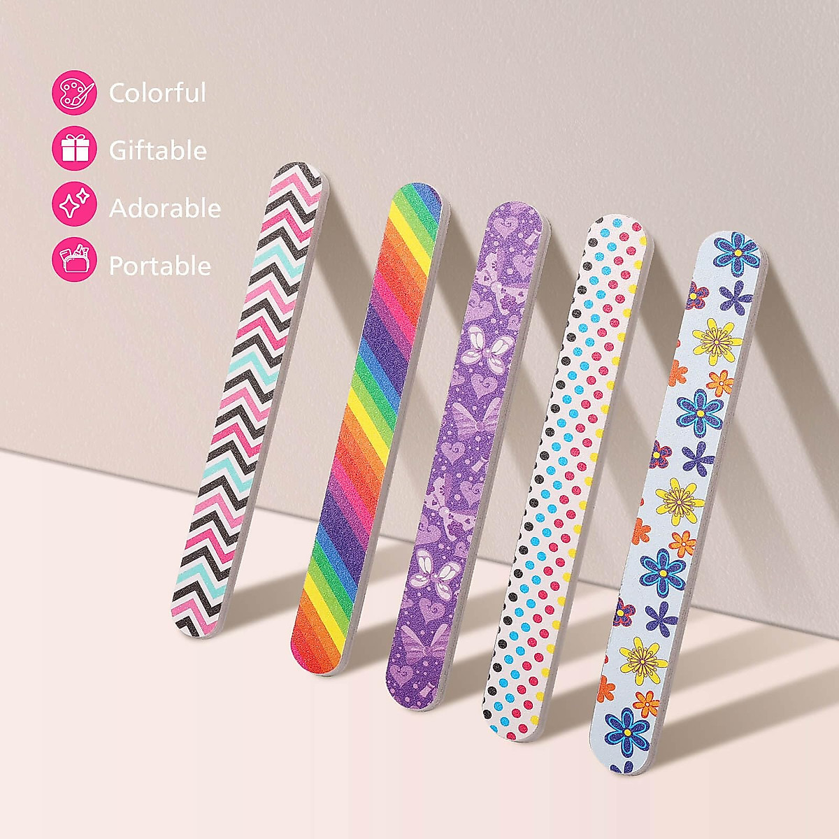 IFUNSON Professional Nail File, Colorful Double Sided120/180 Grit Emery Boards, Manicure Pedicure Tool and Nail Buffering Files, 10 Pack