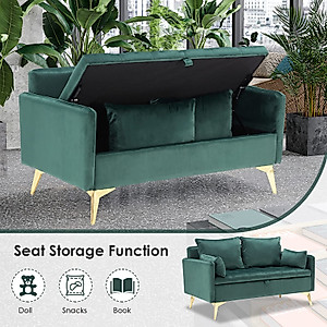 Farini Storage Space Modern Sofa Couch for Living Room (Green) Love Seats, Middle