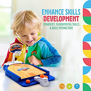 Dazzling Toys Kids Indoor Basketball - Mini Tabletop Finger Flick Games for Toddler, Desk Game Toys, Small Table Sports Machine Toy, Tiny Basketballs & Hoop for Home, Kid Basket Ball Room Arcade