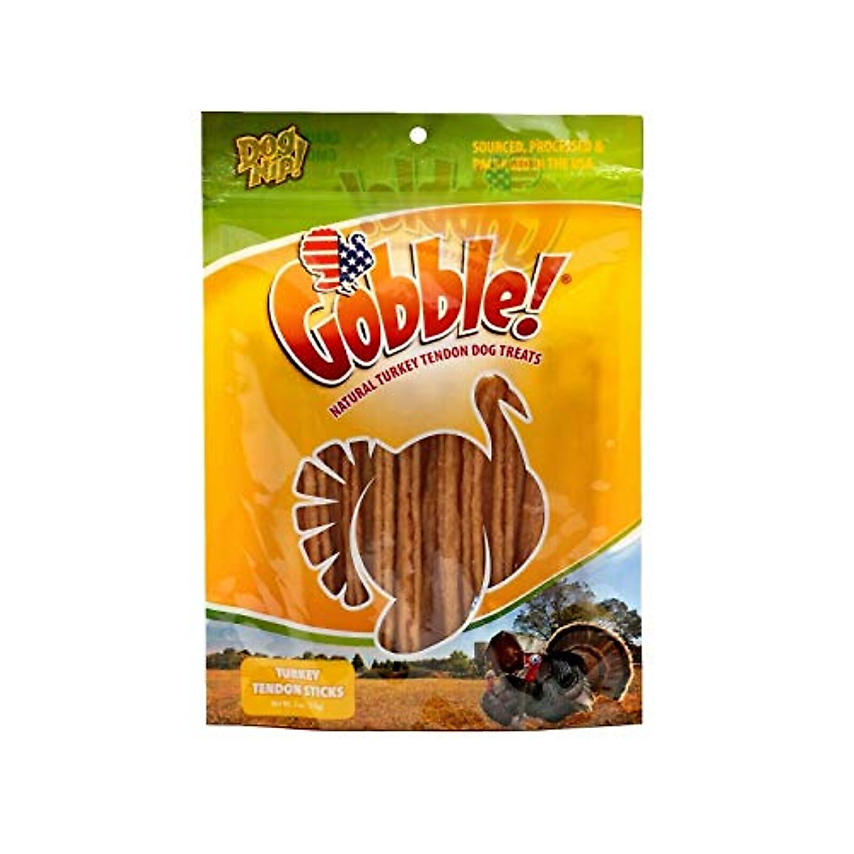 Gobble! 6-Inch Turkey Tendon for Dogs, Made in USA, 6 oz. (170g) Reseal Value Bags, All-Natural Hypoallergenic Dog Chew Treat |Sourced, Processed & Packaged in The USA | (Sticks (22-25 Pieces))