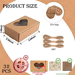 Moukiween 32 PCS Kraft Soap Boxes for Homemade Soap, 3.54 X 2.36 X 1.18 Inch Soap Packaging Gift Boxes with Window, Small Rectangular Soap Wrapping Boxes (Brown)