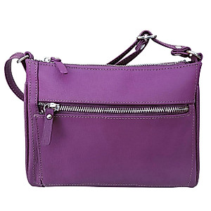 Silver Fever® Leather Travel Cross Body Handbag (Purple Debossed)