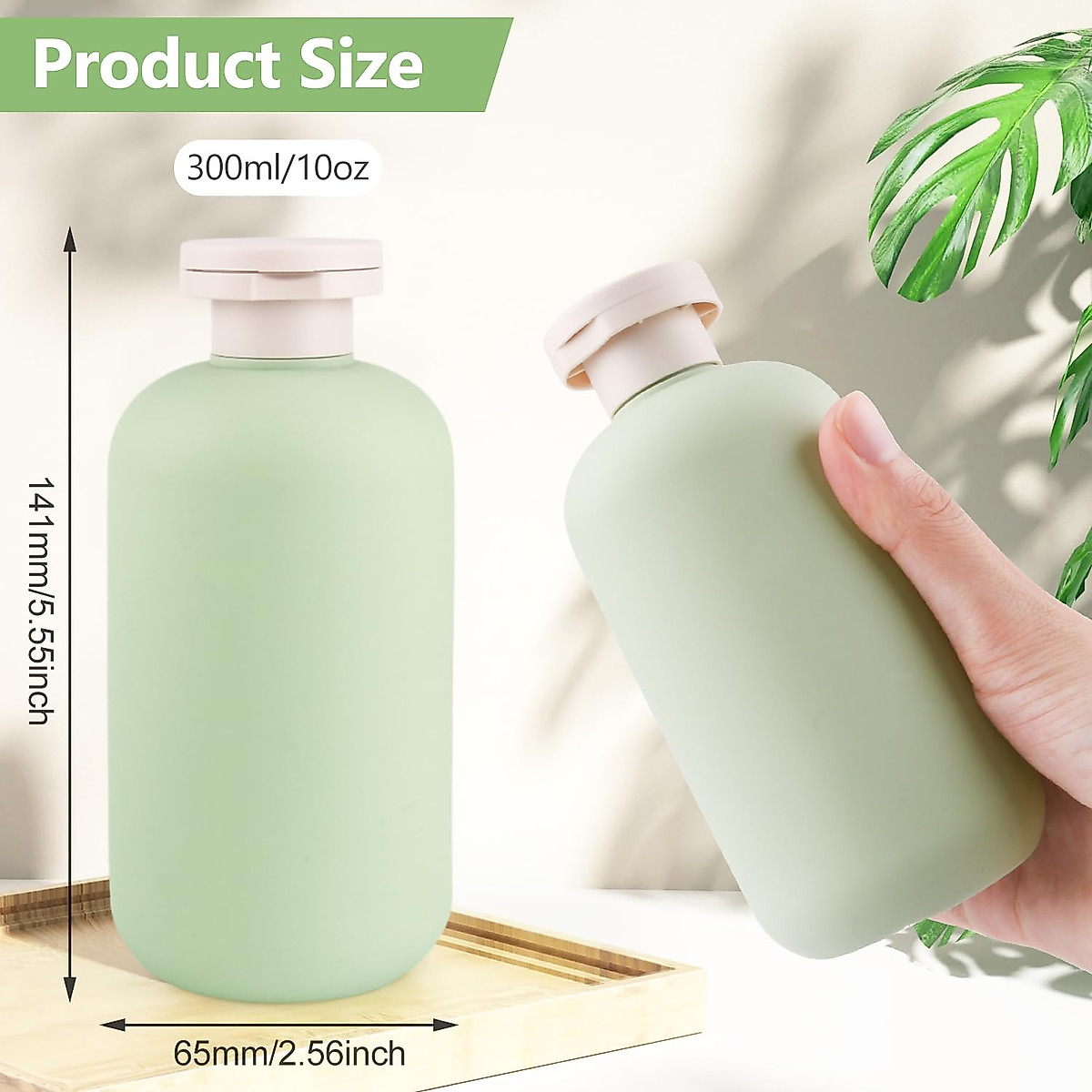 5 Pcs 300ml/10oz Squeeze Bottles Plastic Travel Lotion Bottles Refillable Containers with Flip Cap for Toiletries Creams Lotion Shampoo Conditioner
