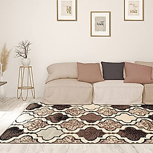 Superior Indoor Area Rug, Jute Backed, Perfect For Living/ Dining Room, Bedroom, Office, Kitchen, Entryway, Modern Geometric Trellis Floor Decor, Viking Collection, 8' x 10', Ivory