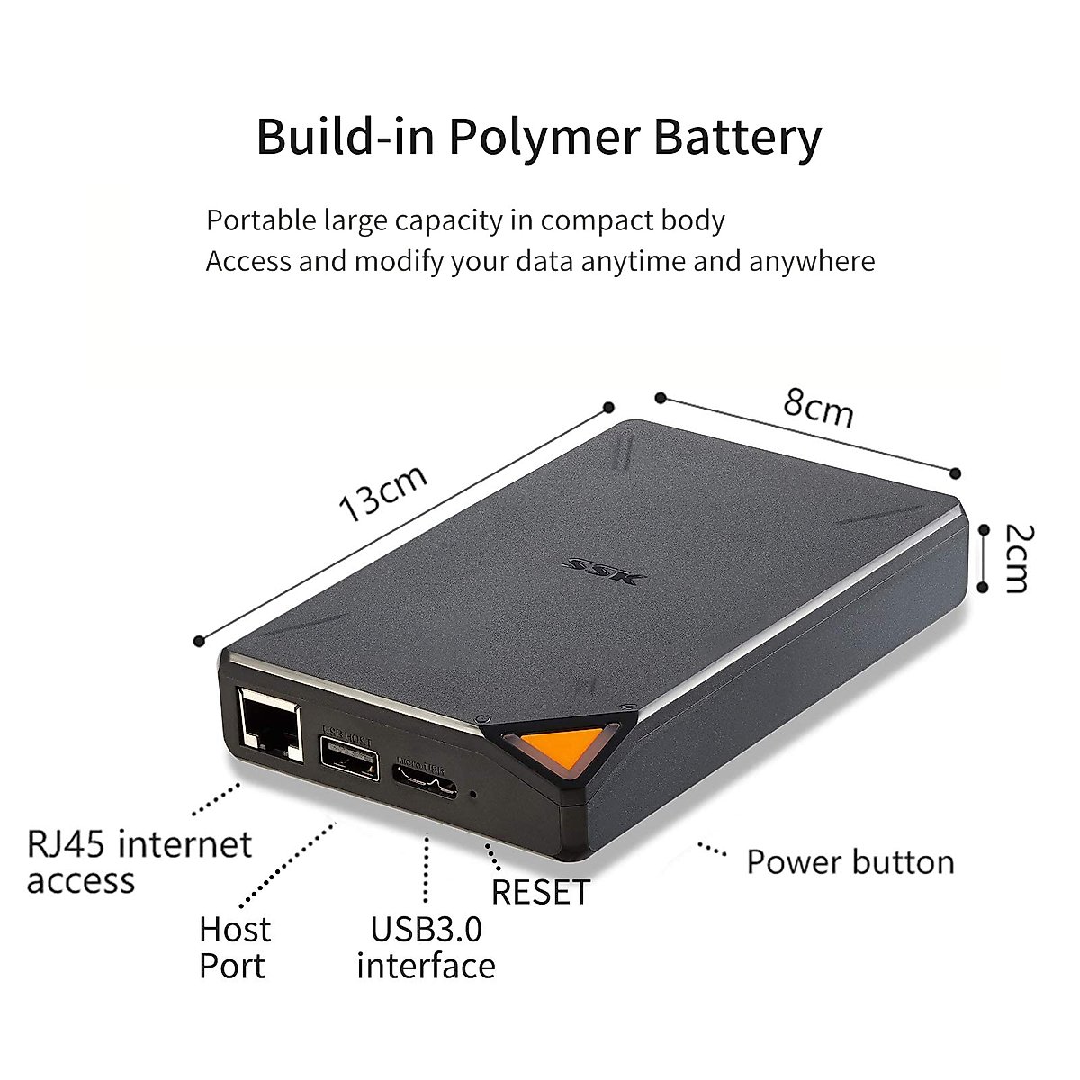 SSK 2TB Portable NAS External Wireless Hard Drive with Own Wi-Fi Hotspot, Personal Cloud Smart Storage Support Auto-Backup, Phone/Tablet PC/Laptop Wireless Remote Access