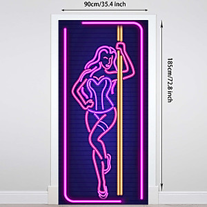 Neon Pole Dance Hot Sexy Girl Banner Pole Dancing Theme Backdrop Decor for Bachelorette Bridal Shower Birthday Party Decorations Chair Dancing Party P Valley Party Supplies Favors Photo Booth Props