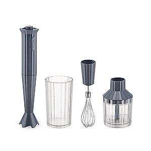 Alessi Plissé MDL10SG/US - Hand Blender with Measuring Jug, Whisk and Chopper in Thermoplastic Resin, US Plug ‍200W, Grey