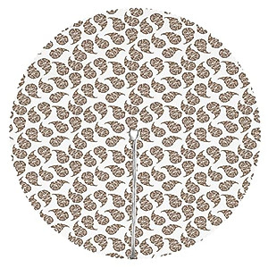 Lirduipu Brown Paisley Pattern Round Outdoor Tablecloth,Round Table Cloth Washable Water Resistance Tablecloth with Umbrella Hole Zippered,for Patio Garden Tabletop Decor(72" Round,Umber White)