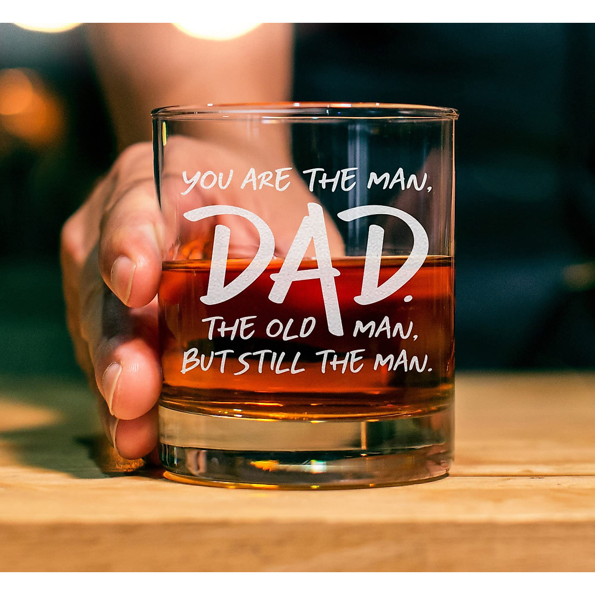 CARVELITA Dad, The Man, The Old Man Funny 11oz Whiskey Glass, Best Father's Day Gifts For Dad, Unique Gag Gift Idea For Him From Daughter, Son, Wife, Kids, Cool Birthday Present For Men, Guys, Fun