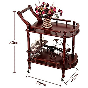 ZHIVIQ Two Tier Solid Wood Trolley Kitchen Trolley Wine Rack Trolley(Color:White)