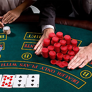 Leitee 500 Pcs Plastic Poker Chips Bulk 38 mm Lightweight Tokens Bingo Markers Blank Casino Counting Discs Learning Counters Disks for Adults Interlocking Game Counting Reward Card(Red)