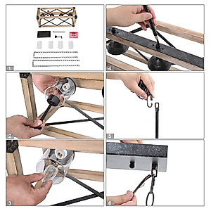 LOG BARN Dining Room Lighting Fixtures Hanging, 4-Light Farmhouse Chandelier, 27.5" Rectangular Chandelier with Clear Glass Shades